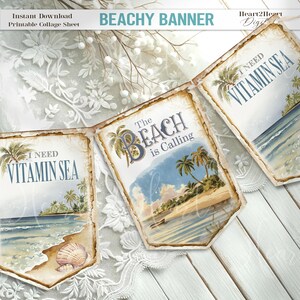 Printable Beach Quotes Bunting, Coastal Banner, Printable Garland ...