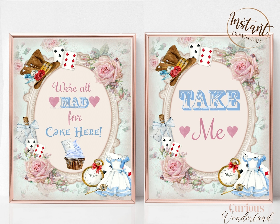 Alice in Wonderland Signs Take Me Sign Cake Table Sign Tea - Etsy