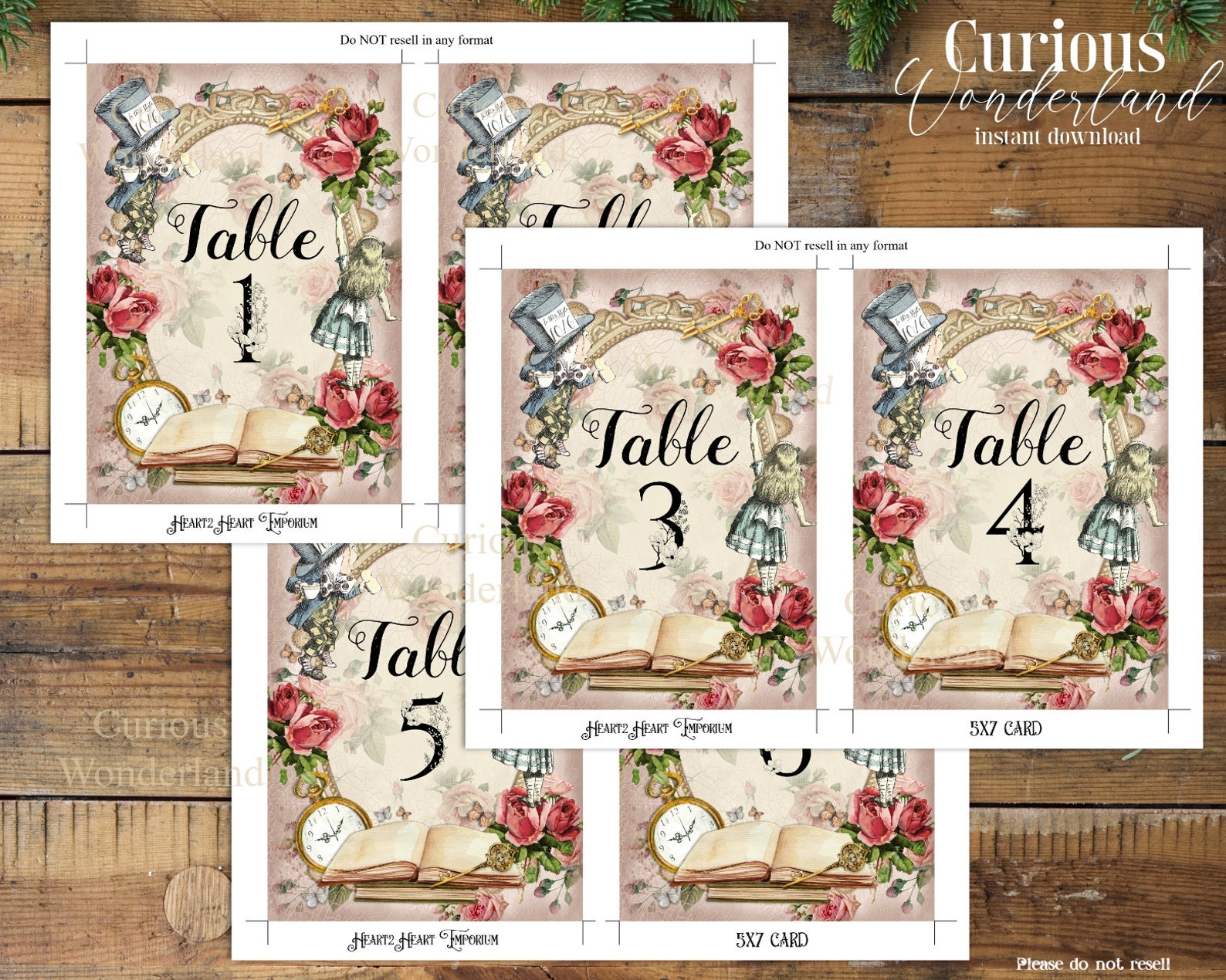 Alice in Wonderland Printable Table Numbers Table 1-20 Mad | Etsy