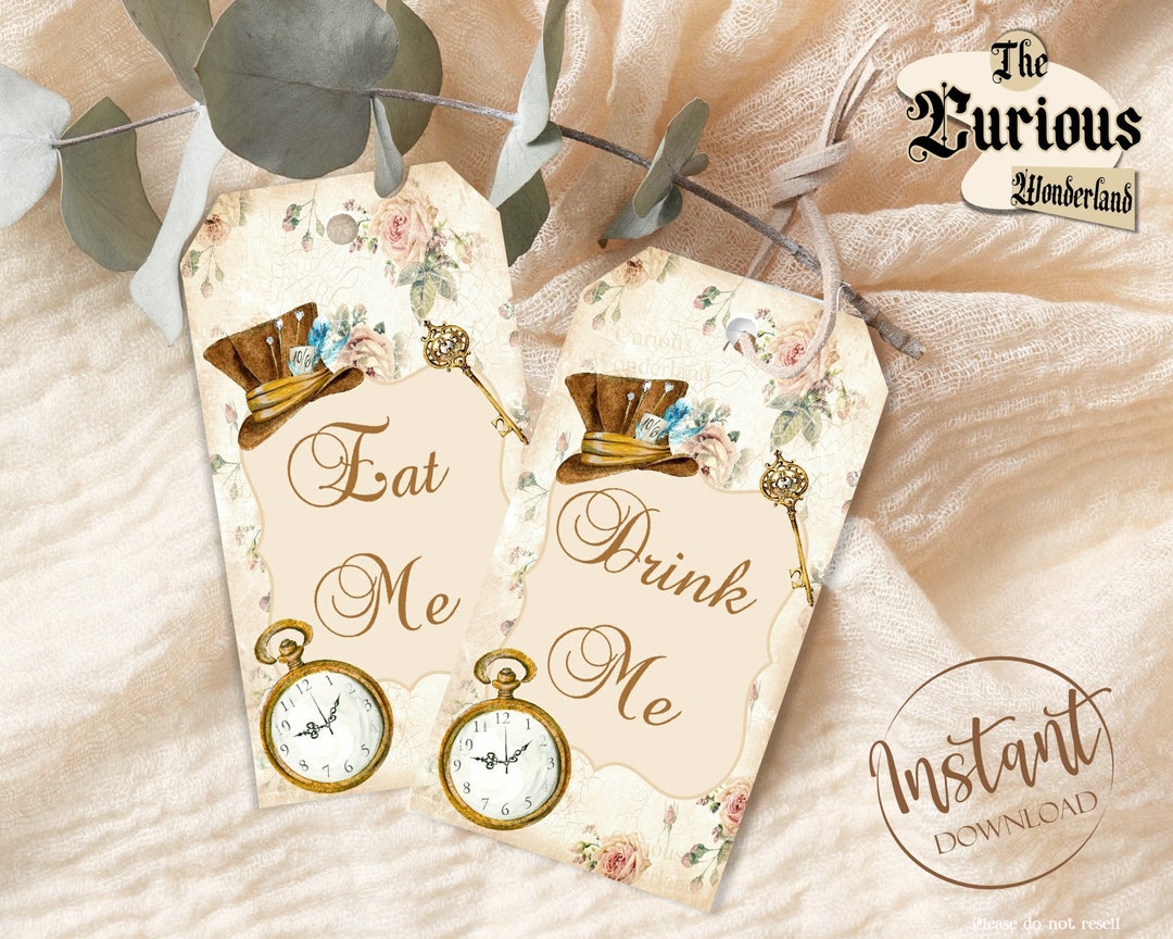 Alice in Wonderland Tags, Alice Tags, Mad Hatter Tea Party, Printable ...