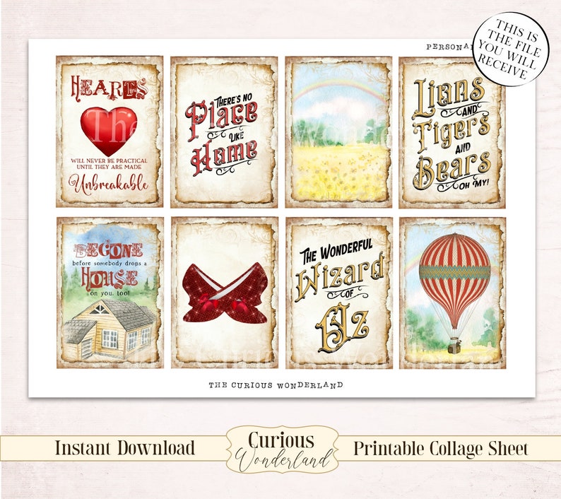 Wizard of Oz Quote Cards Party Decoration Cardmaking Junk - Etsy