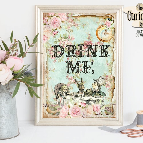 ALICE IN WONDERLAND Party Sign Eat Me Printable Sign Instant - Etsy