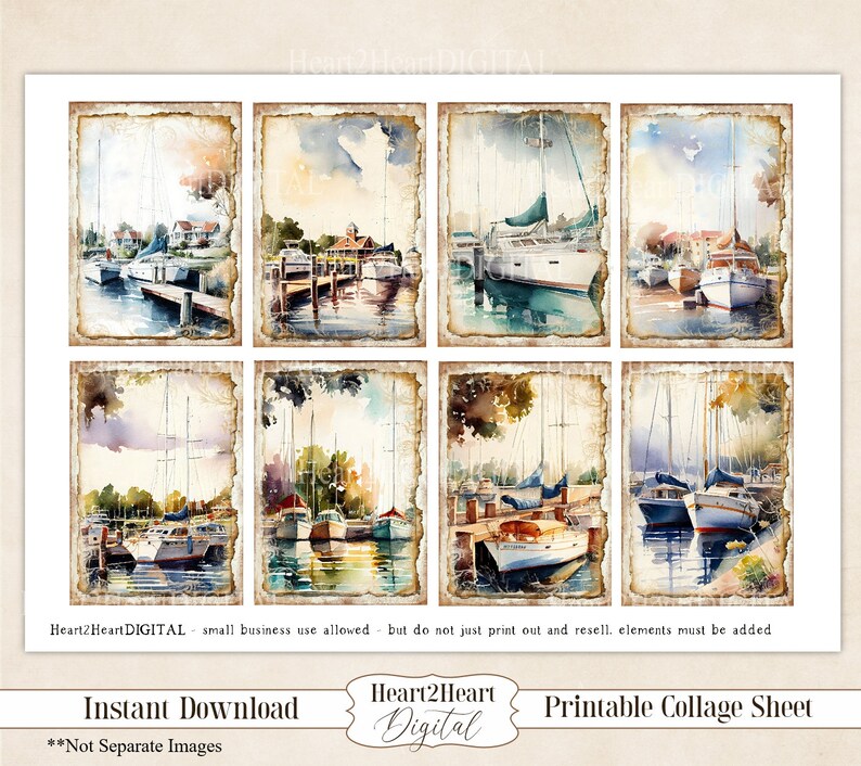 Nautical Sail Boat Collage Sheet INSTANT DOWNLOAD Junk Journal - Etsy
