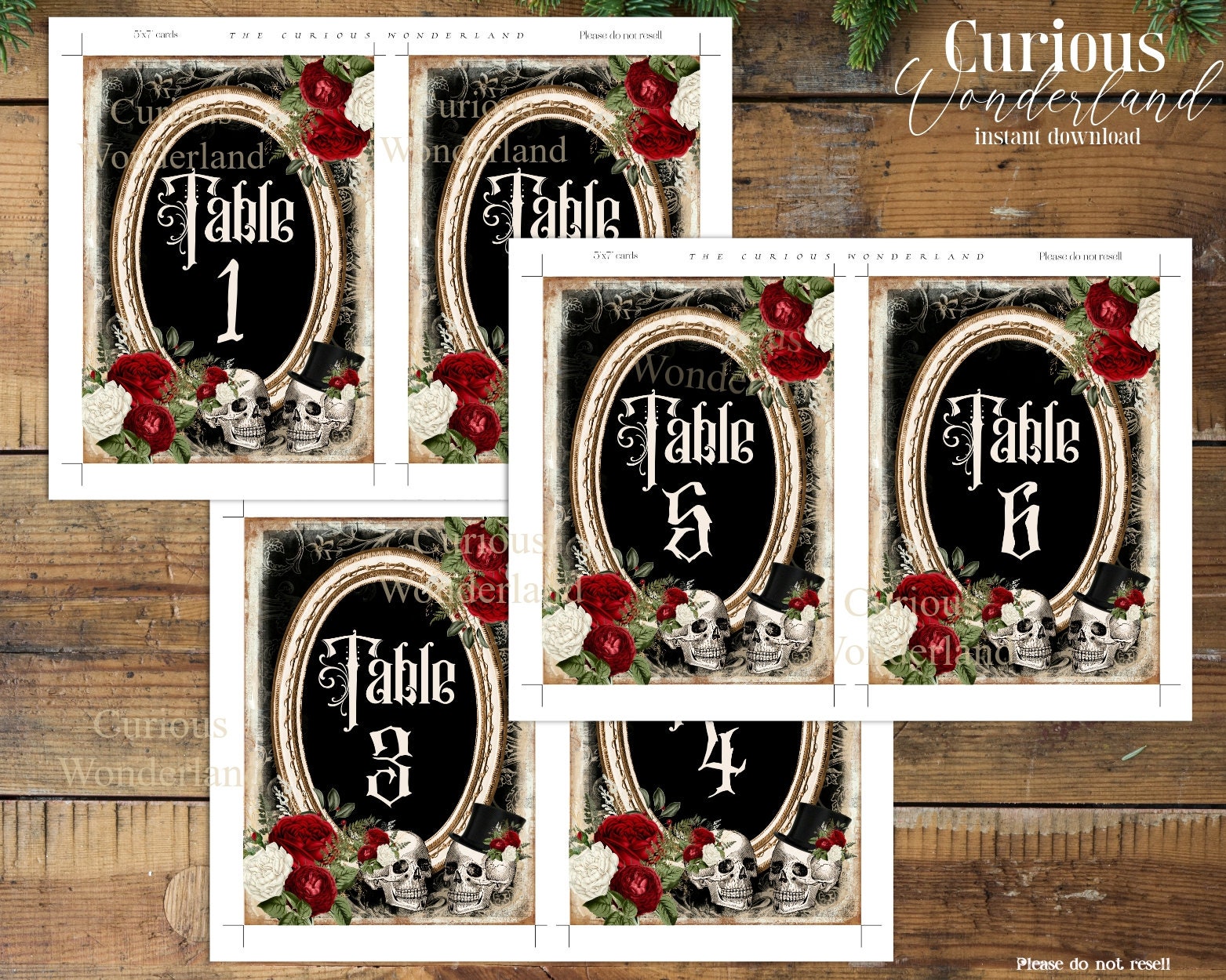 Gothic Skull Wedding Printable Table Numbers Table 1-20 Goth | Etsy UK