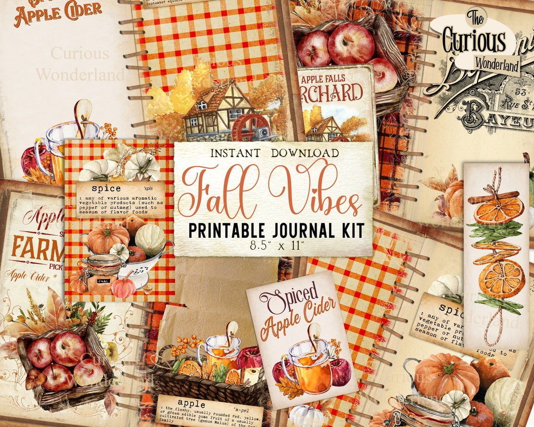 Fall Pumpkin Part 1 Junk Journal Ephemera Pack Digital Download Kit ...