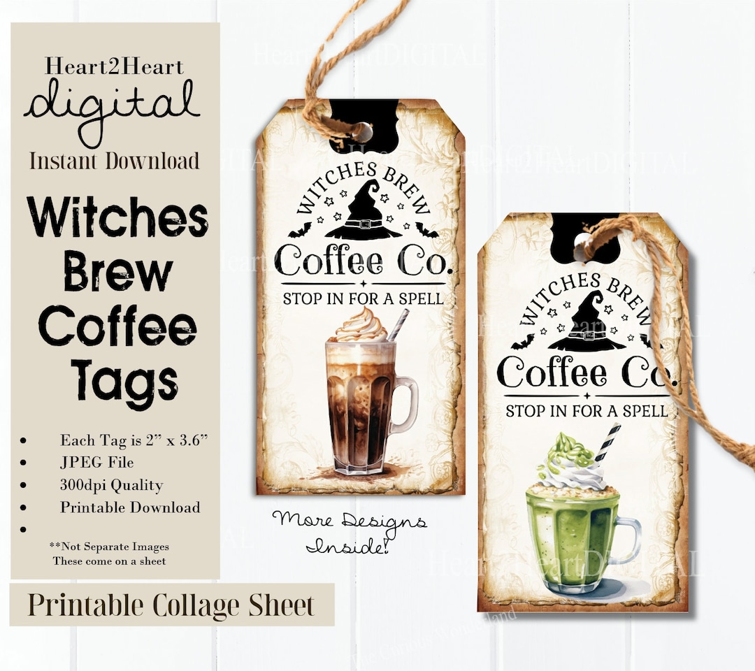 Witches Brew Coffee Tags, Printable Tags, Coffee Tags, Instant Download ...