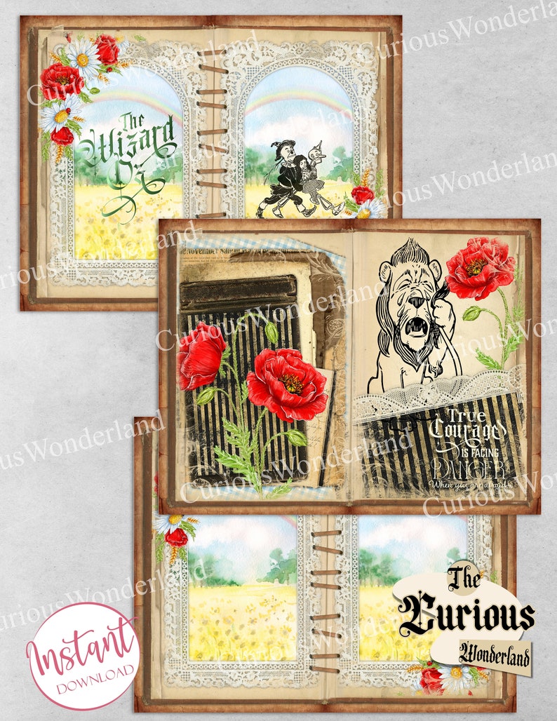 Vintage Wizard of Oz Printable Junk Journal Kit Scrapbooking - Etsy