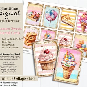 Summer Sweet Treat Collage Sheet Summer Journal Cards ATC ACEO Ice ...