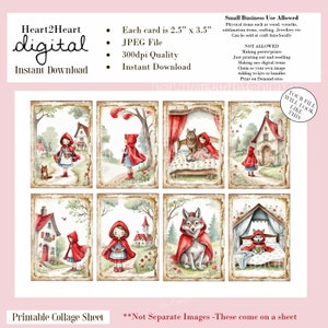 Nursery Rhyme 'little Red Riding Hood' Ephemera Cards Collage Sheet ...