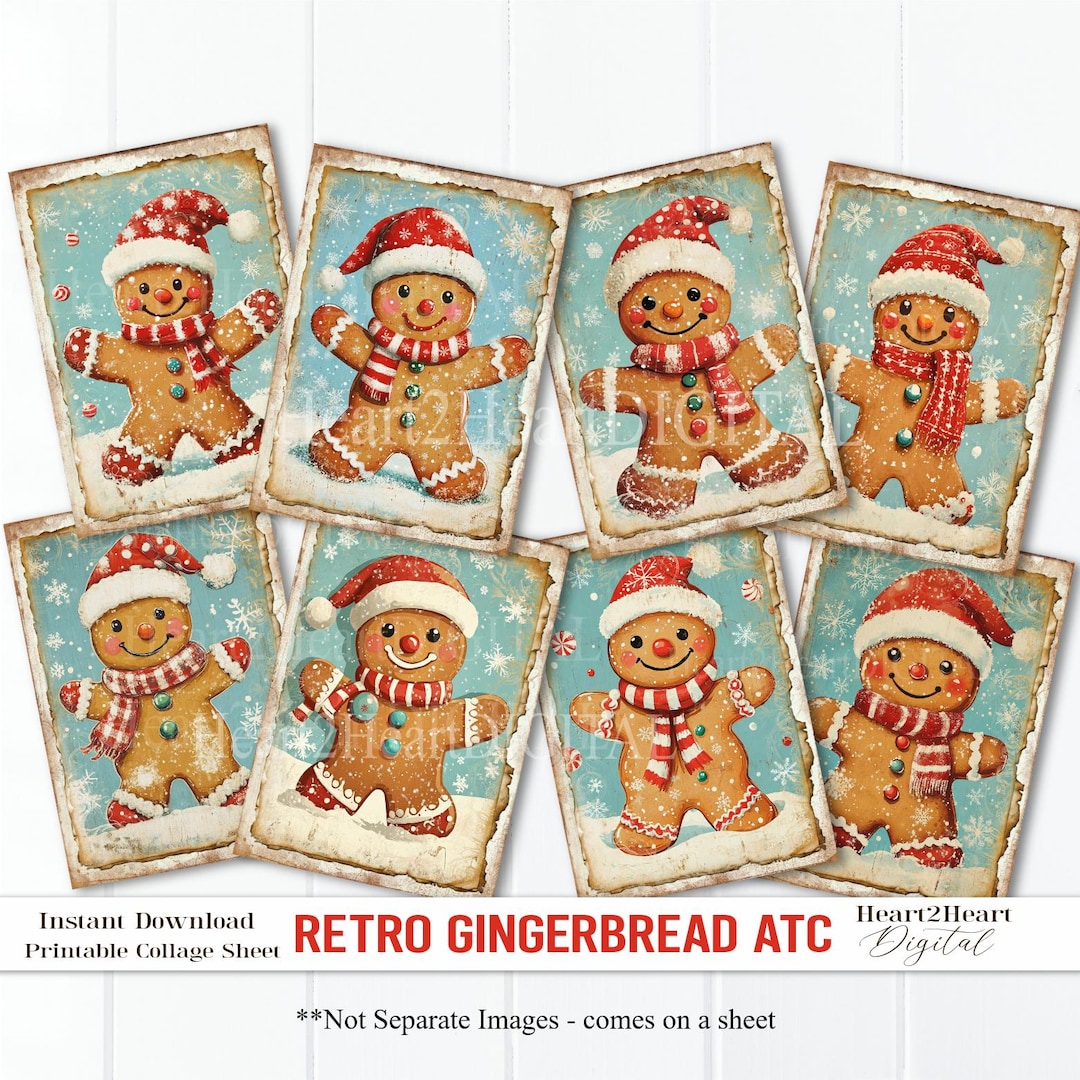 Vintage Gingerbread Men Labels Collage Sheet, Tags, Journal Cards ...