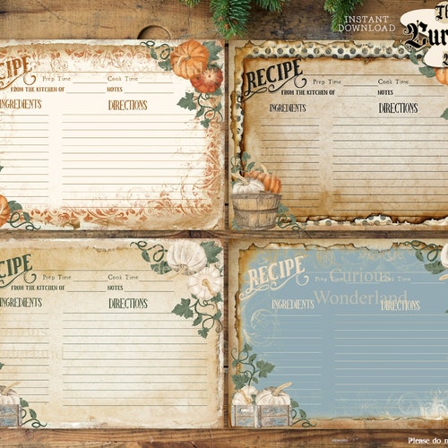 Gingham Christmas Recipe Cards Collage Sheet printable - Etsy