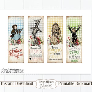 Printable Wizard of Oz Bookmarks, Collage Sheet, Digital Bookmark Hang ...