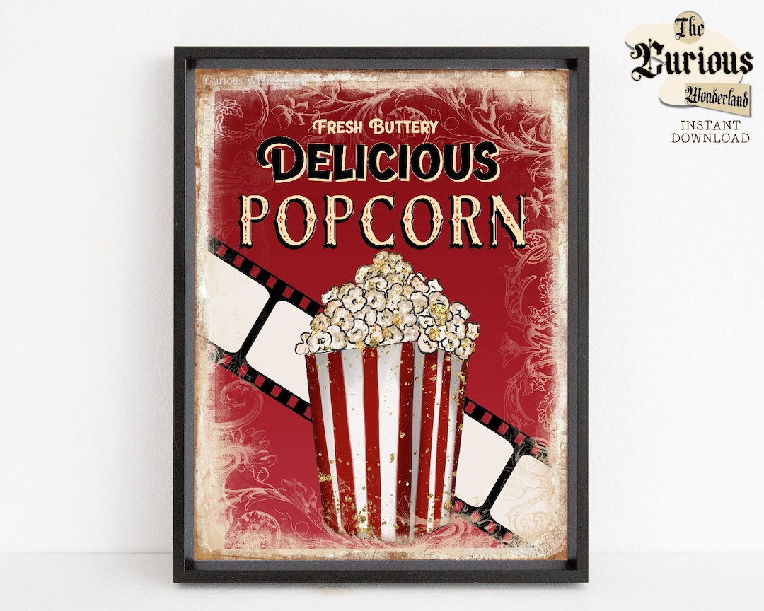 Retro Popcorn Schild INSTANT DOWNLOAD druckbares Schild - Etsy.de