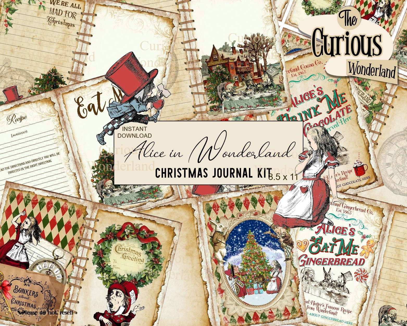 Alice in Wonderland Christmas Junk Journal Printable Digital - Etsy UK