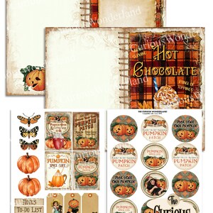 Pumpkin Spice Junk Journal Ephemera Pack Digital Download Pumpkins Tags ...