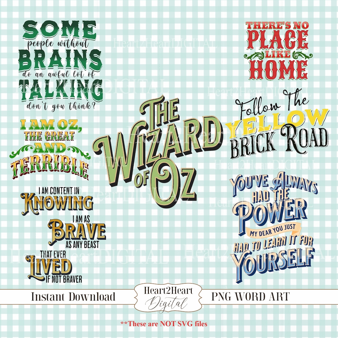 Color Wizard of Oz Clipart Quotes, PNG Word Overlays, Quote Clipart ...