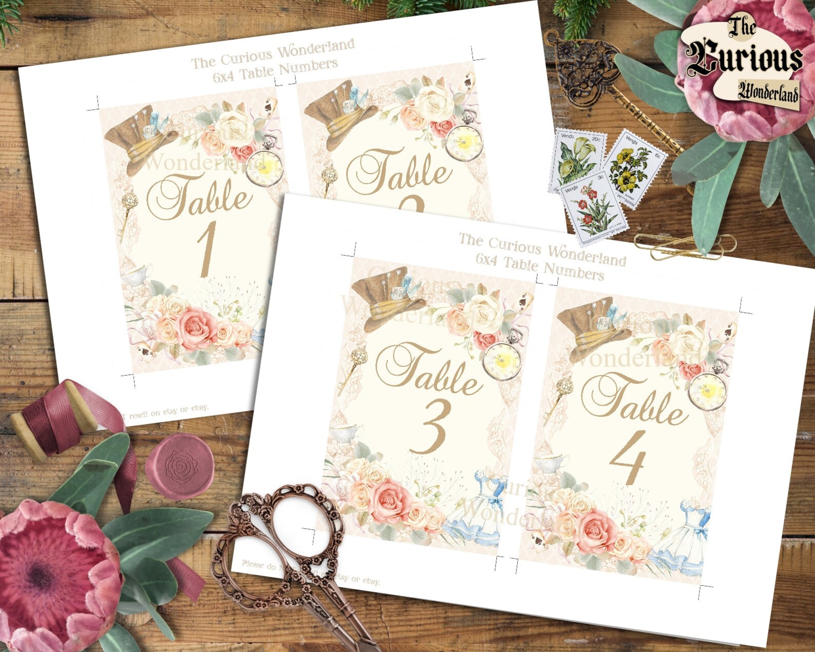 Alice in Wonderland Printable Table Numbers Tables 1-15 - Etsy