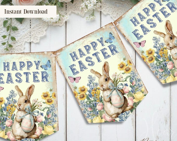 Vintage Easter, Printable Bunting Flags - Etsy Canada