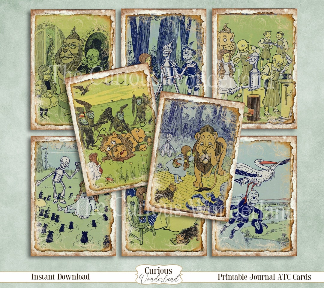 Vintage Wizard of Oz Cards, Cardmaking, Junk Journal Cards, Printable ...