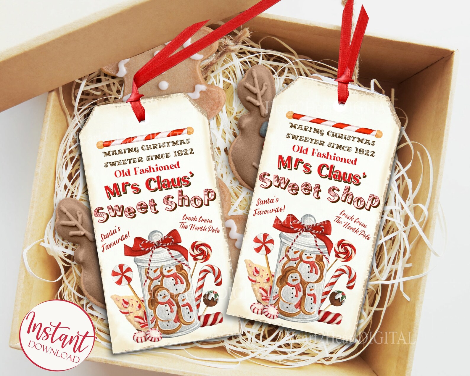 Mrs Claus Sweet Shop Tags, Printable Tags, Sweet Treat Tags, Instant ...