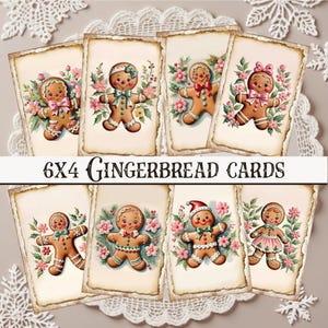 Vintage Gingerbread Christmas 6x4 Signs Collage Sheet, Journal Cards ...