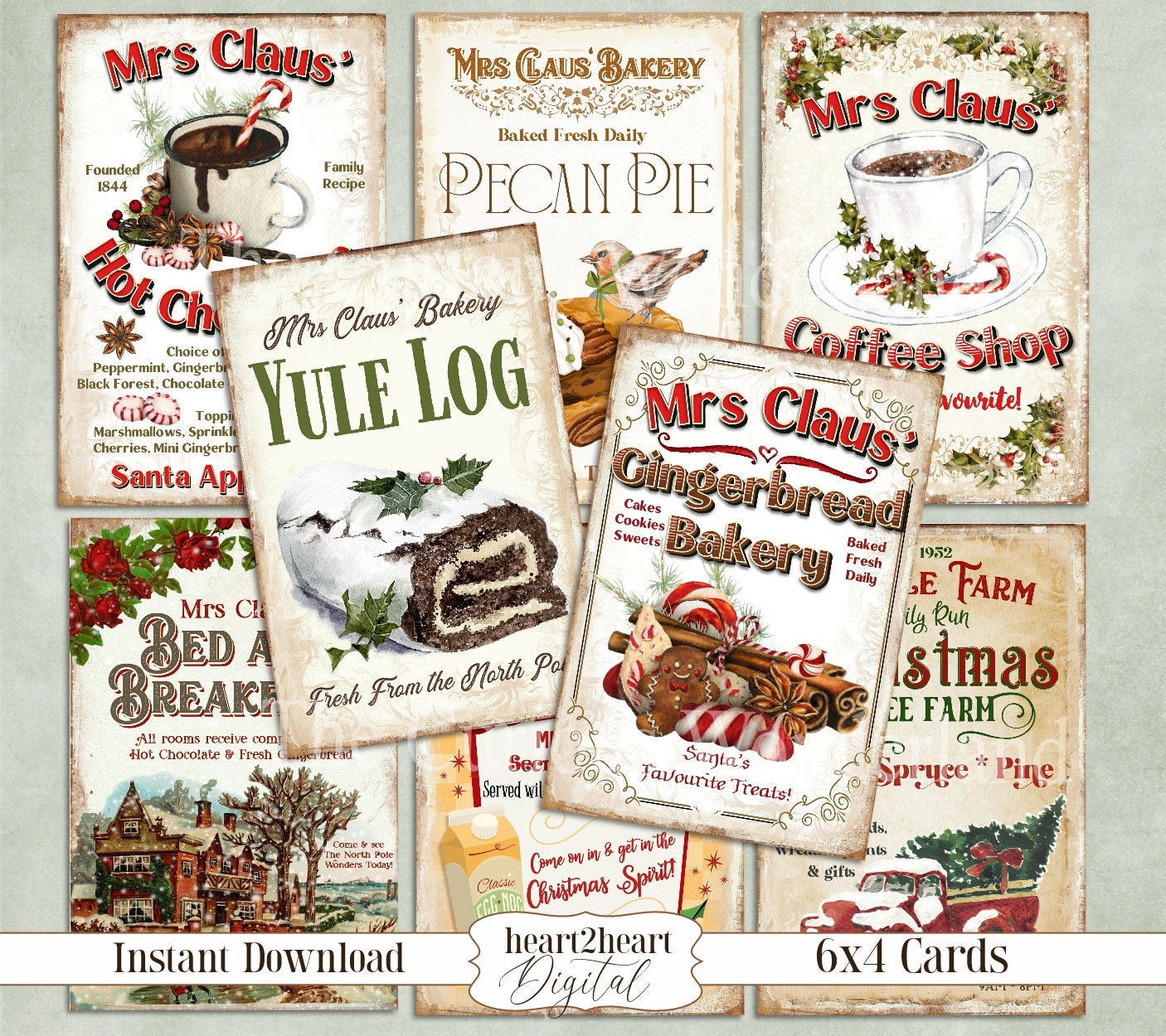 Vintage Mrs Claus Christmas 6x4 Labels Collage Sheet Sign - Etsy