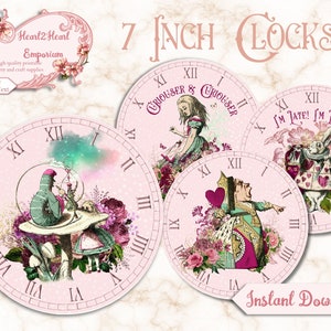 Alice in Wonderland Clocks Printable Clocks Digital | Etsy UK