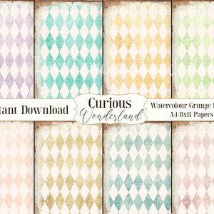 Grunge Watercolor Diamond Paper Harlequin Patterns Digital Paper Alice ...