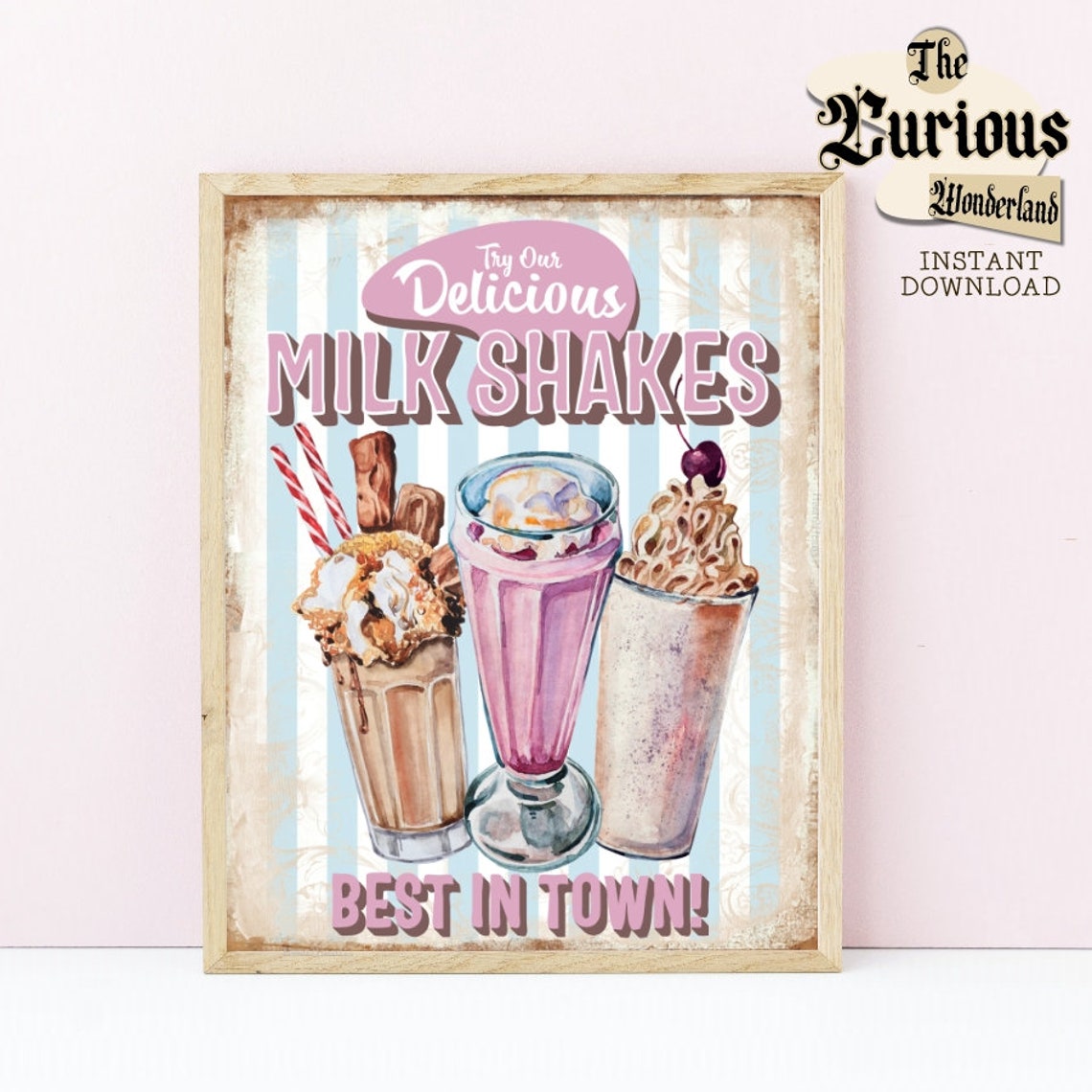Retro Milkshake Sign INSTANT DOWNLOAD Printable Sign - Etsy UK