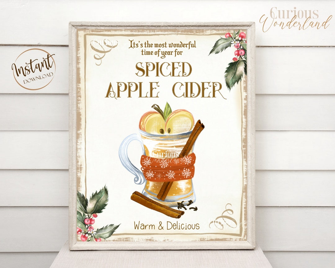 Christmas Spiced Apple Cider Sign - Digital Instant Download ...