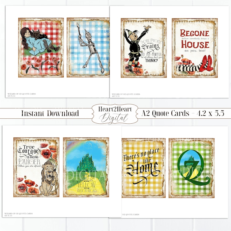 Vintage Large Wizard of Oz Cards, Party Decoration, Cardmaking, Junk ...