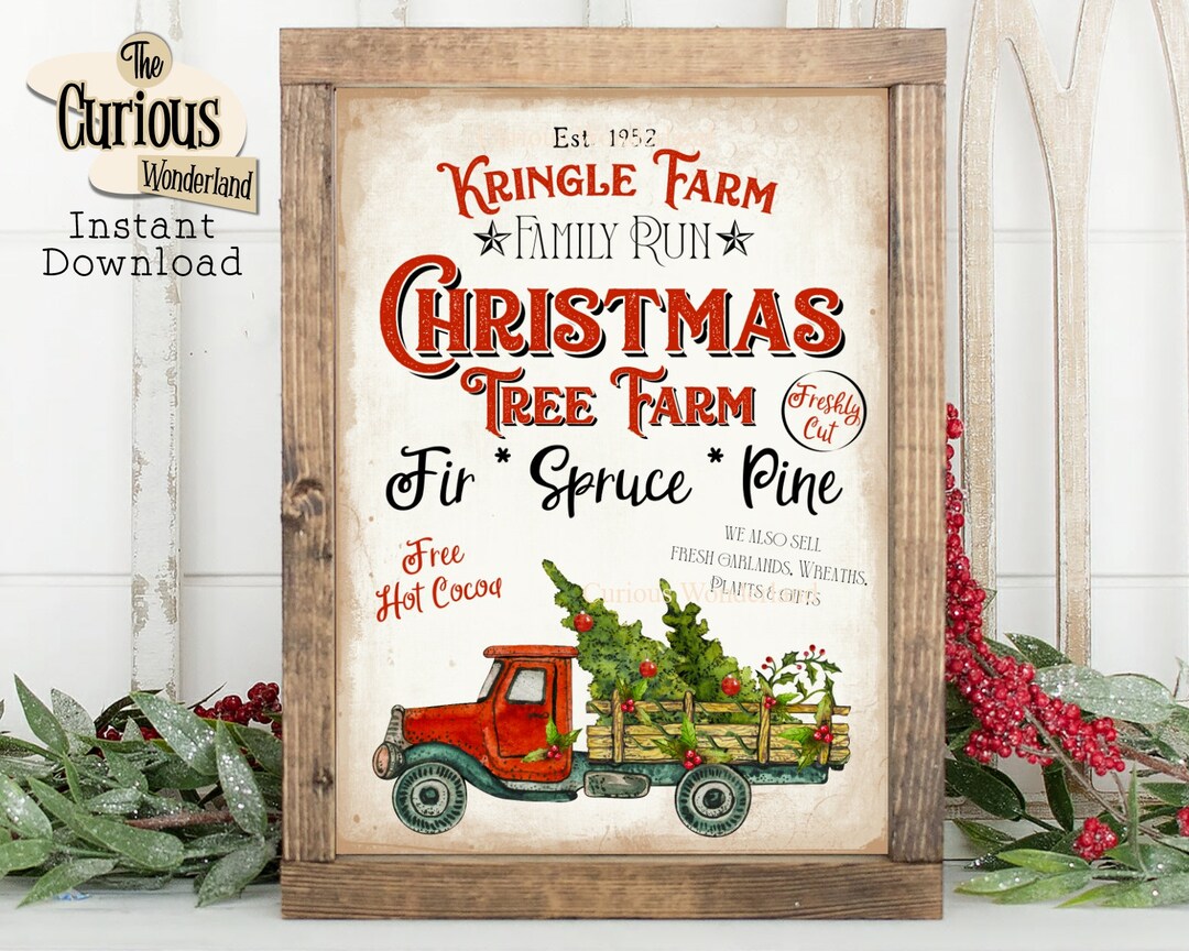 Farmhouse Style Christmas Tree Farm Sign Digital Instant Download ...