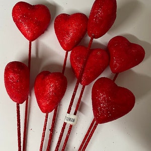 40mm 8 Pc Red Heart Pick - Etsy