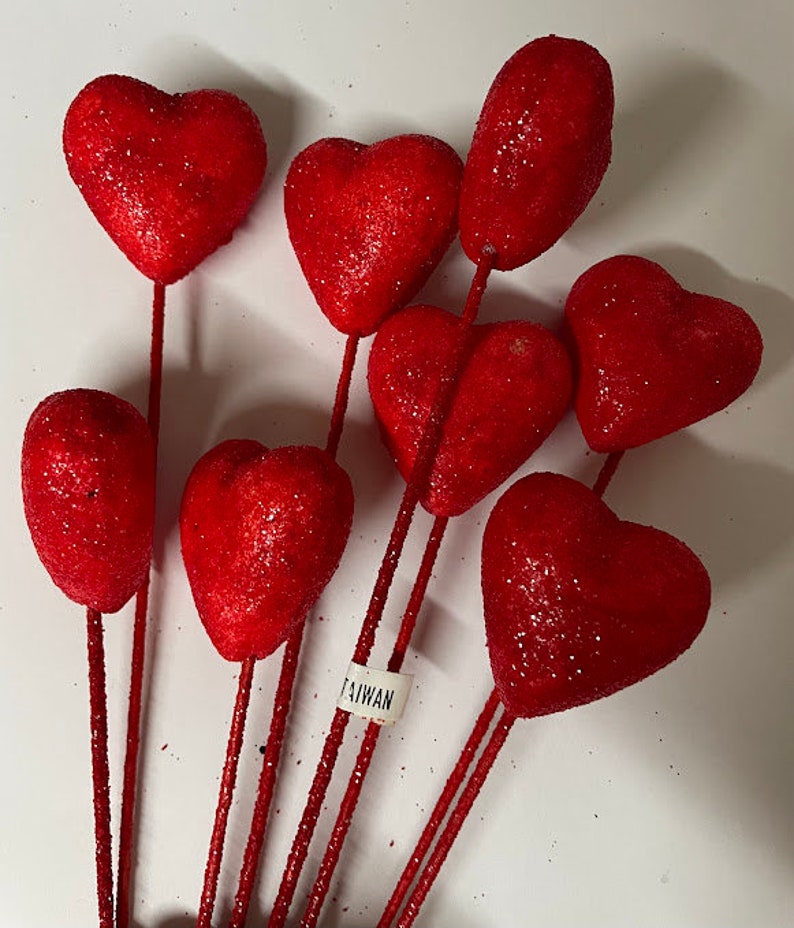 40mm 8 Pc Red Heart Pick - Etsy
