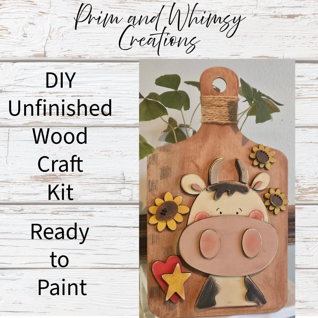 DIY Wood Blank Kit 10" Cow Cutting Board Sign - Etsy