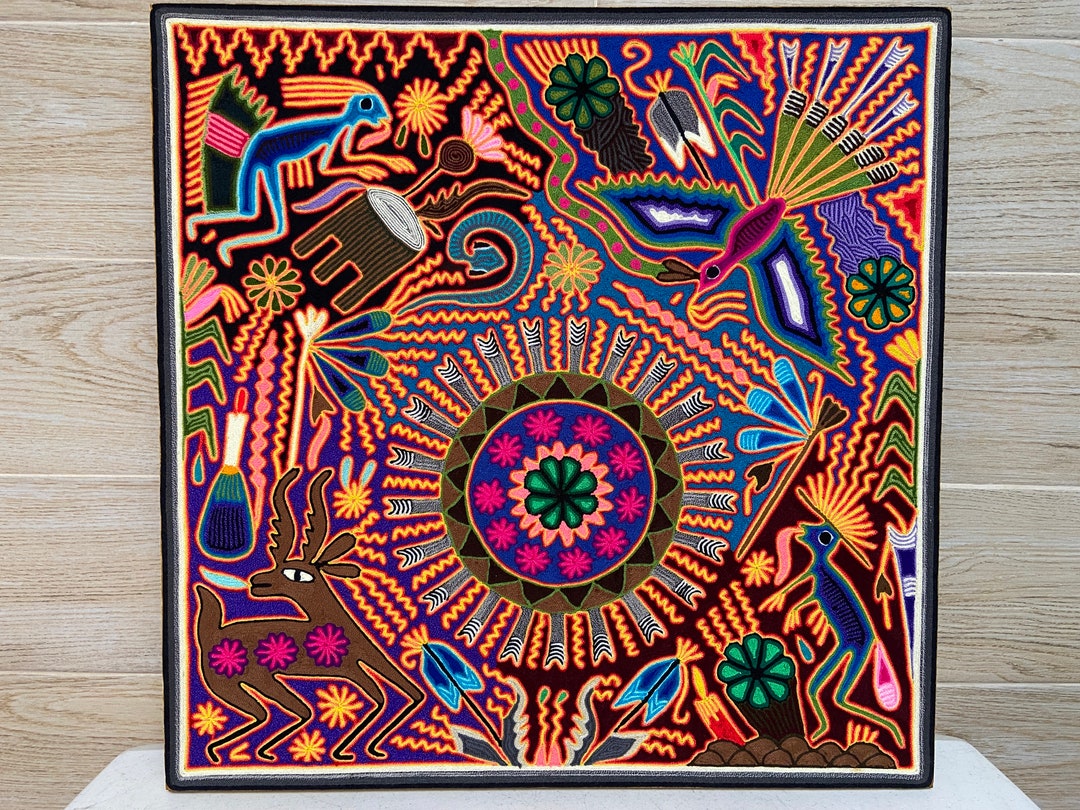 Huichol Mexican Yarn Painting 24 X 24 Inches 60 X 60 Cms - Etsy