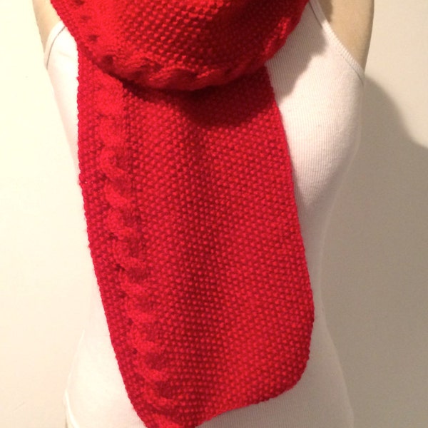 Red Knitted Scarf - Etsy