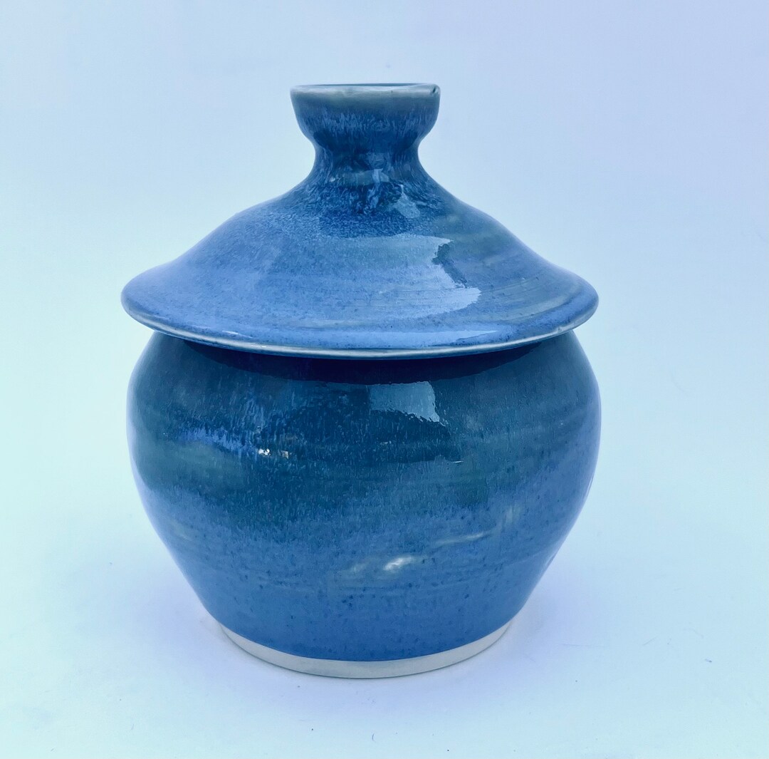 Canister, Pottery Jar With Lid, Candy Jar, Handmade Jar With Lid, Blue ...