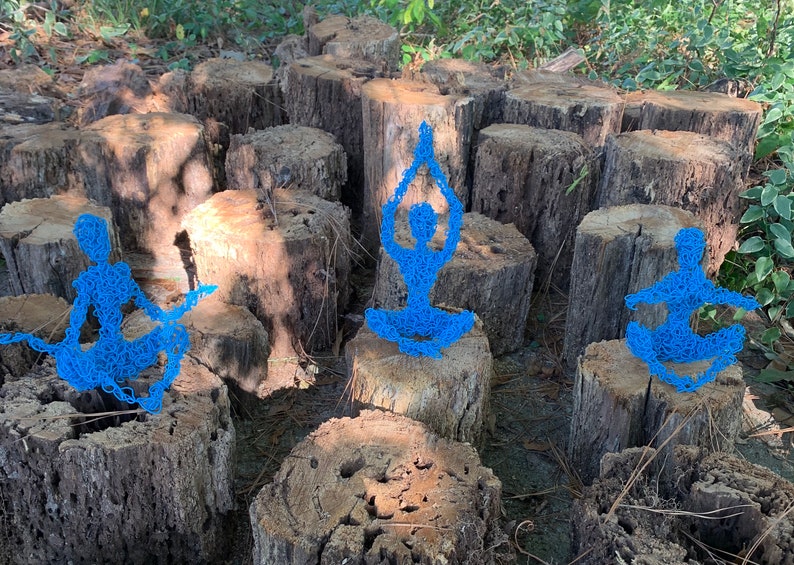 Blue Wire Art Yoga Pose Galvanized Steel Wire Sculptures Doing Yoga ...