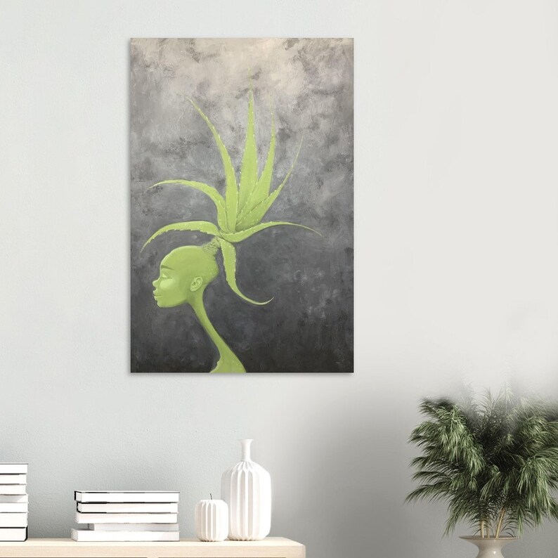 Aloe Vera Print 36x24 Green and Gray Plant Painting Print Asa F Charles ...