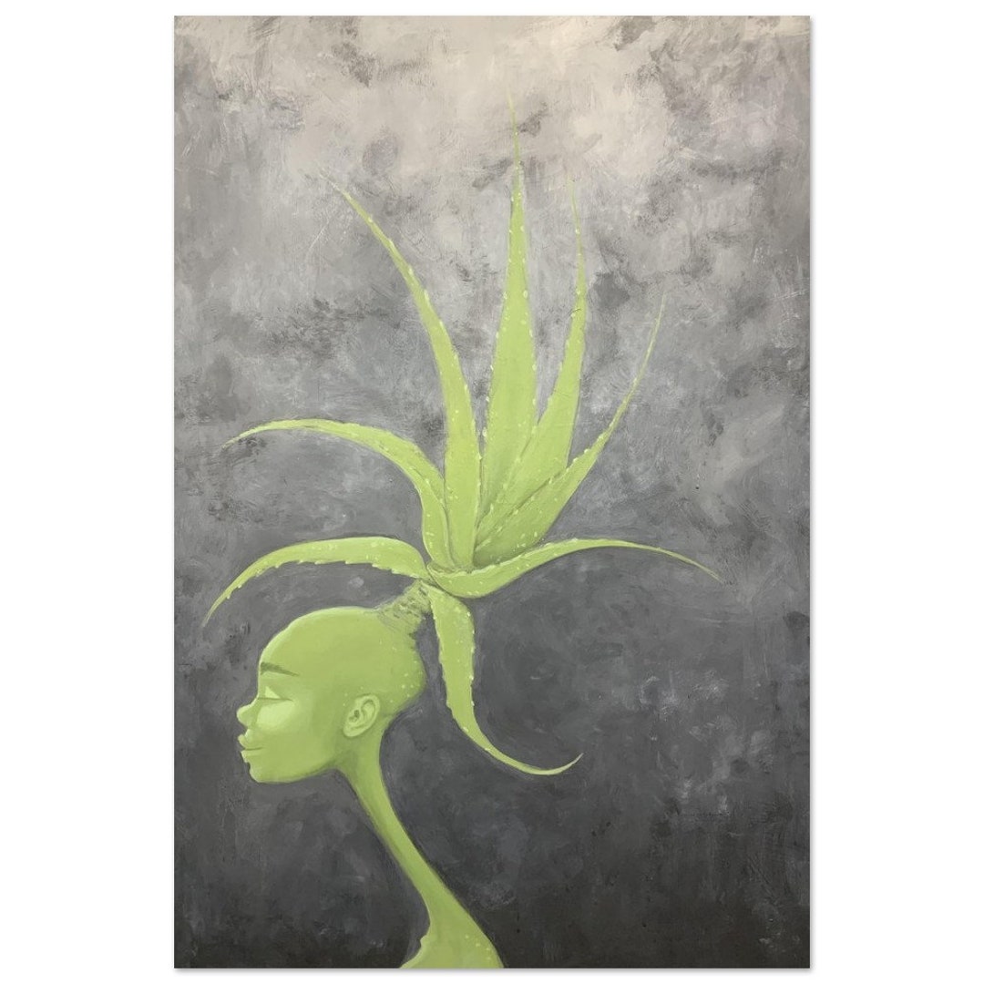 Aloe Vera Print 36x24 Green and Gray Plant Painting Print Asa F Charles ...