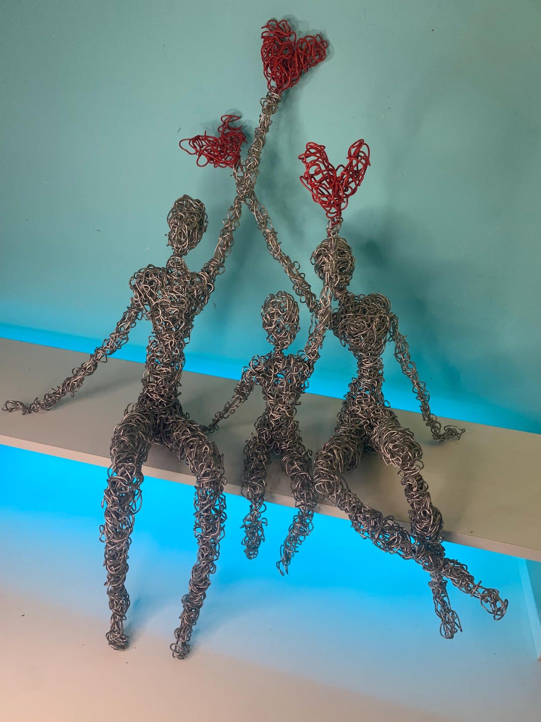Aluminum Wire Art Family Metal People Red Hearts Wire Bending - Etsy