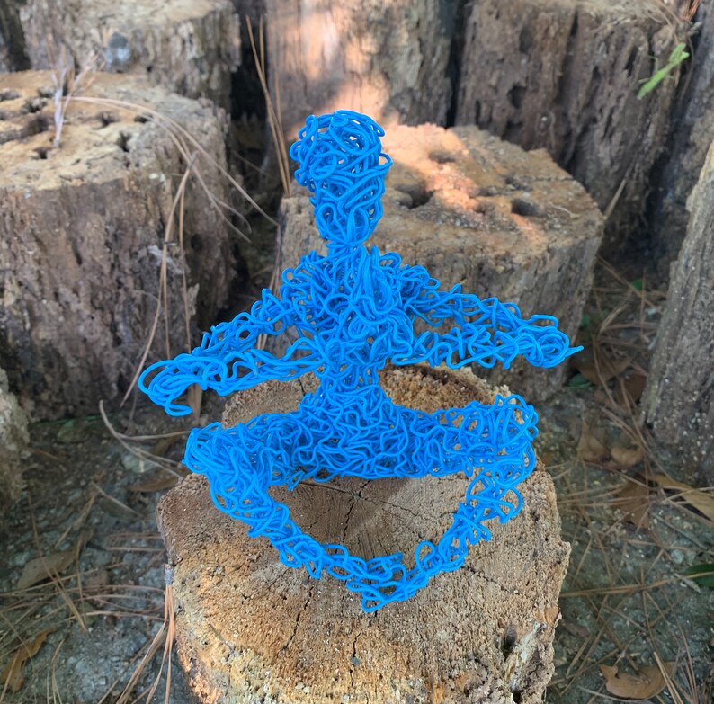 Blue Wire Art Yoga Pose Galvanized Steel Wire Sculptures Doing Yoga ...