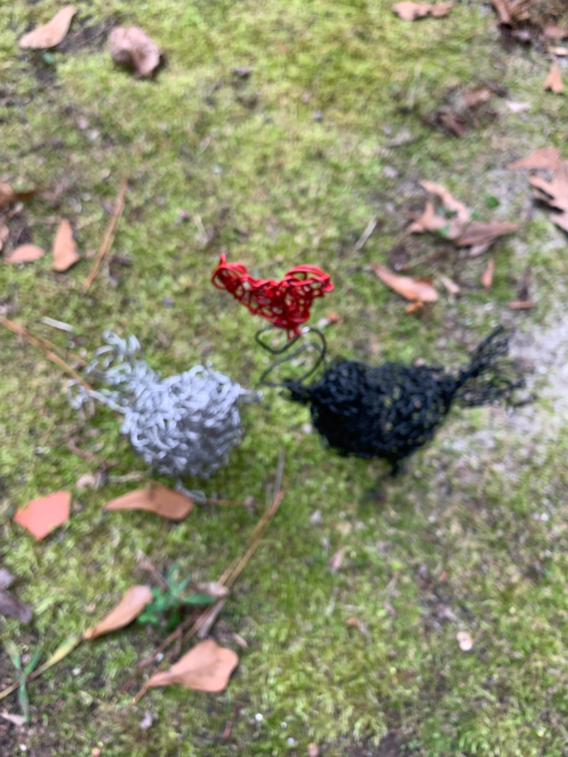 Aluminum Wire Love Birds Twisted Wire Art Silver Sculpture Paint and ...