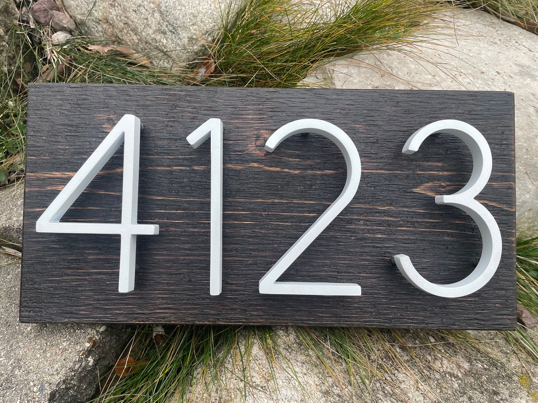 Modern Floating House Numbers Sign - Custom Rustic Cedar Wood Address ...