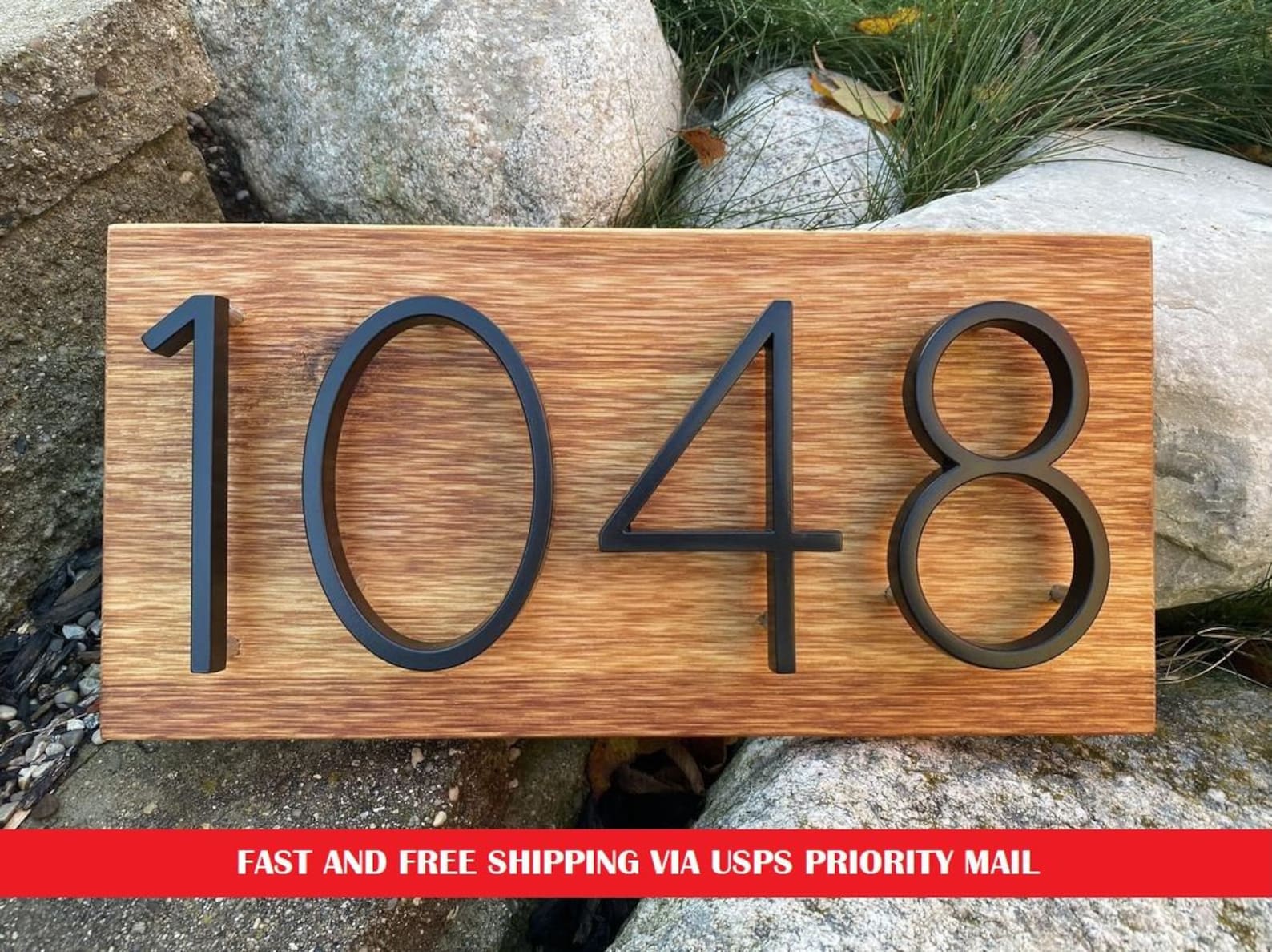 Modern House Numbers Sign Modern Address Plaque Horizontal - Etsy