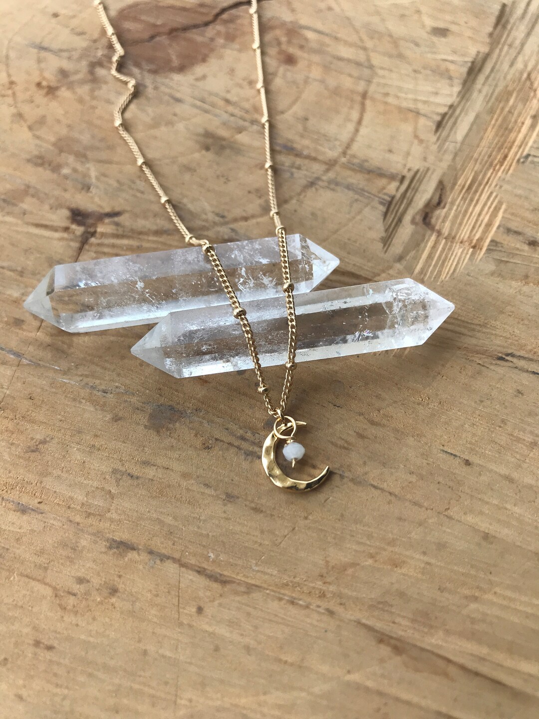 Tiny Crescent Moon Necklace - Etsy