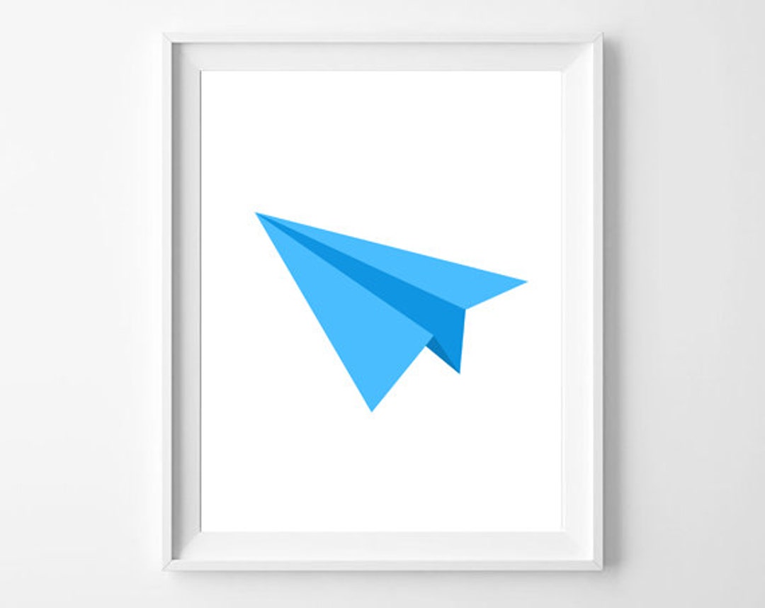 Origami Blue Plane, Printable Colorful Geometric Art, Nursery Kids Room ...