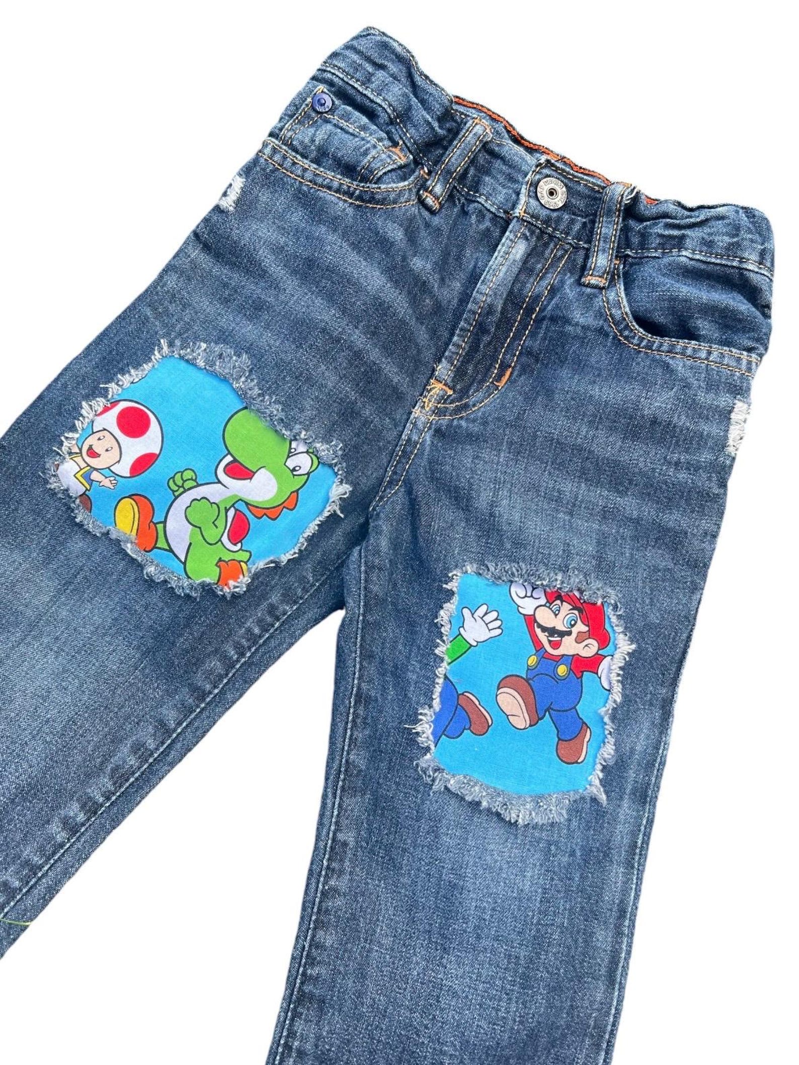 Super Mario Distressed Jeans, Birthday Outfit - Etsy