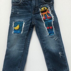 Pac-man Distress Jeans/vintage Pac-man Distress Jeans/pac-man Fabric ...